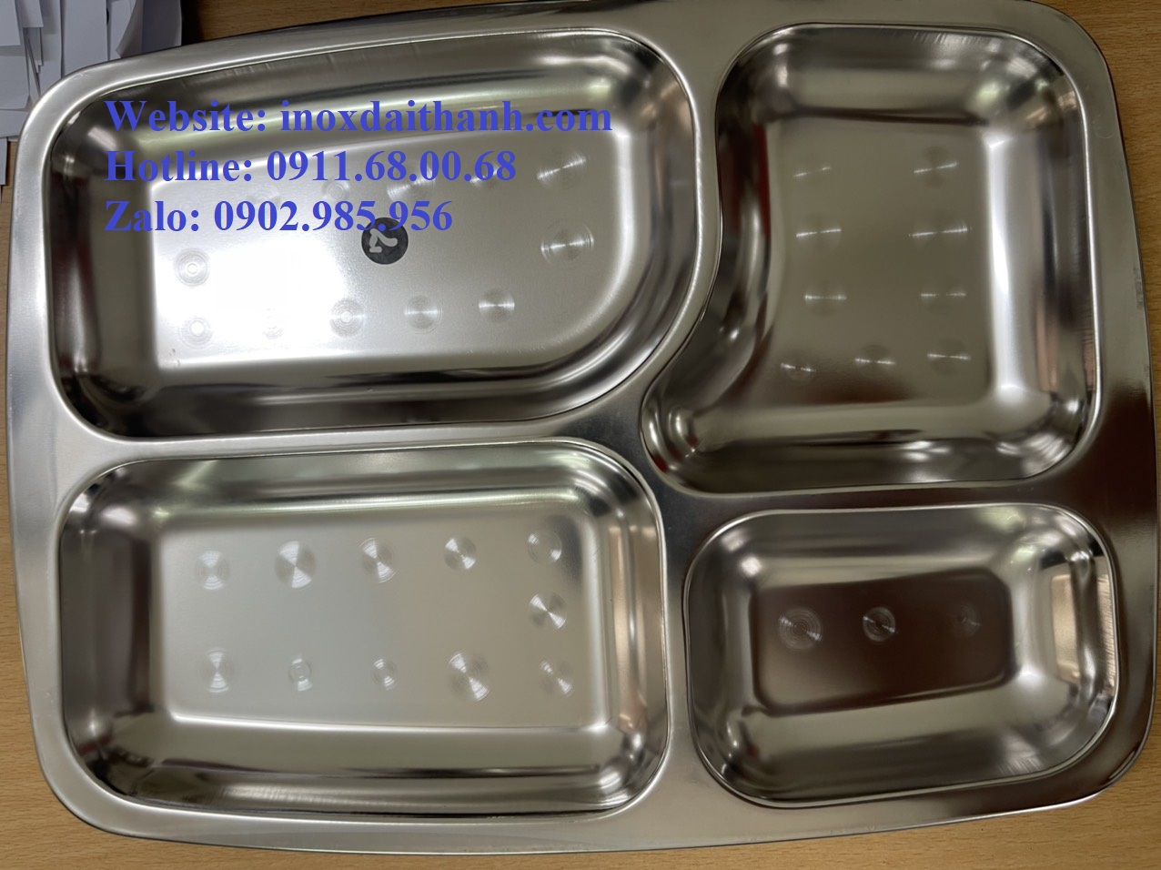 KHAY CƠM INOX 4 NGĂN SÂU LÒNG | KHAY CƠM INOX 4 NGĂN | KHAY INOX 4 NGĂN